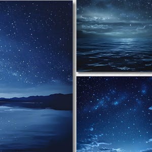 Starry Night Digital Paper, Stars Night Sky Junk Journal, Nebula Galaxy ...