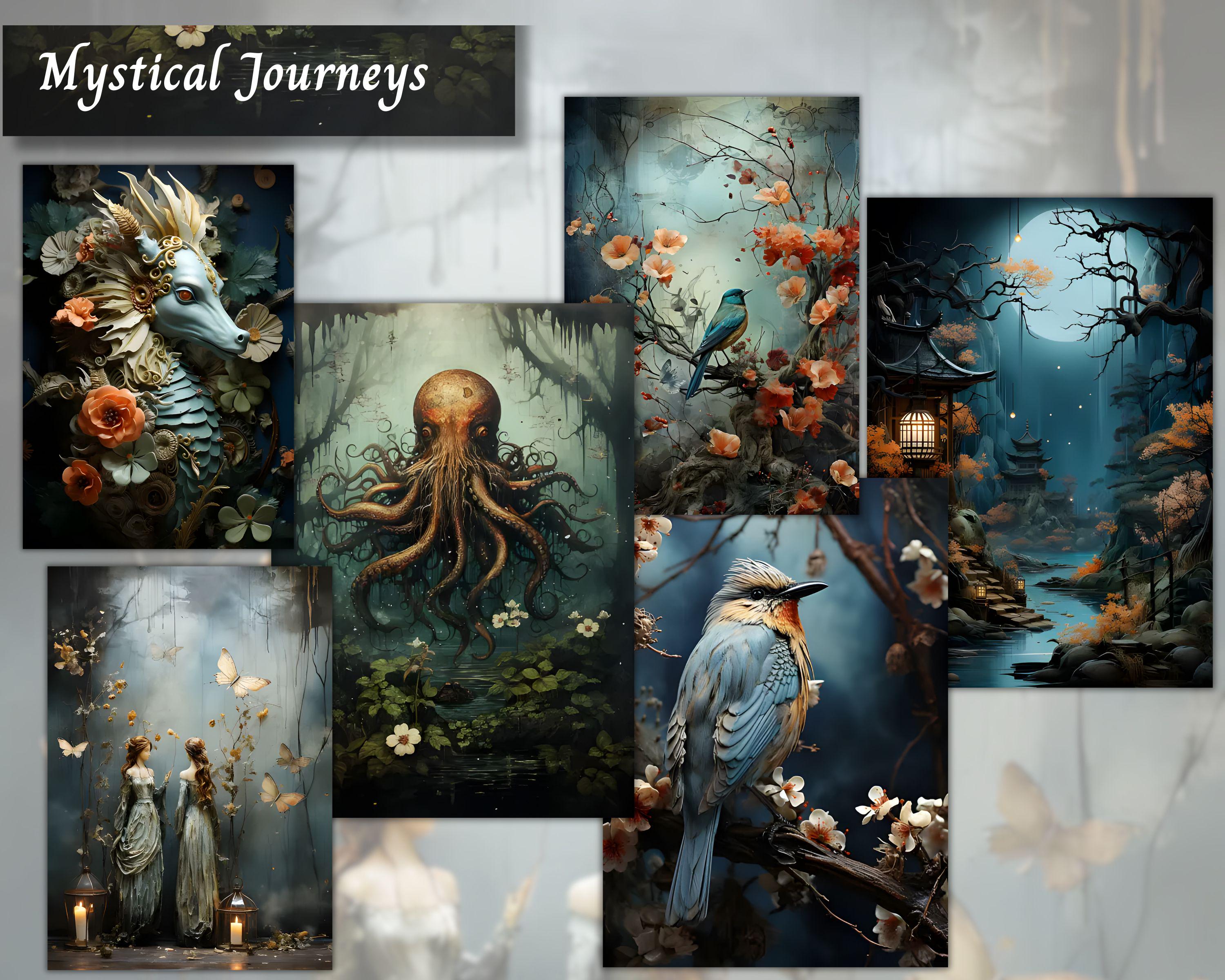 Mythical Creatures Junk Journal Paper, Mythical Ephemera Shabby Chic ...