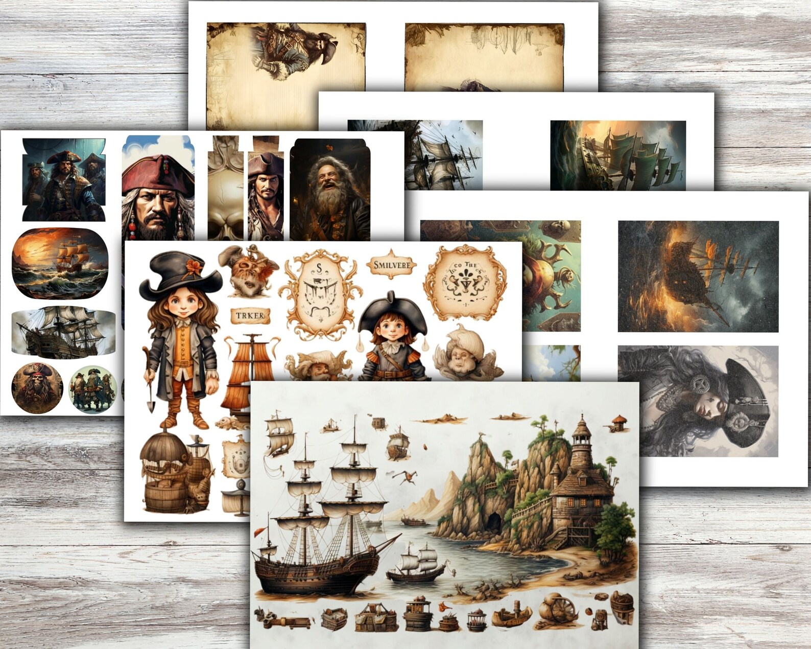 Pirate Junk Journal Kit | Nautical Scrapbook Supplies | Pirate-themed ...