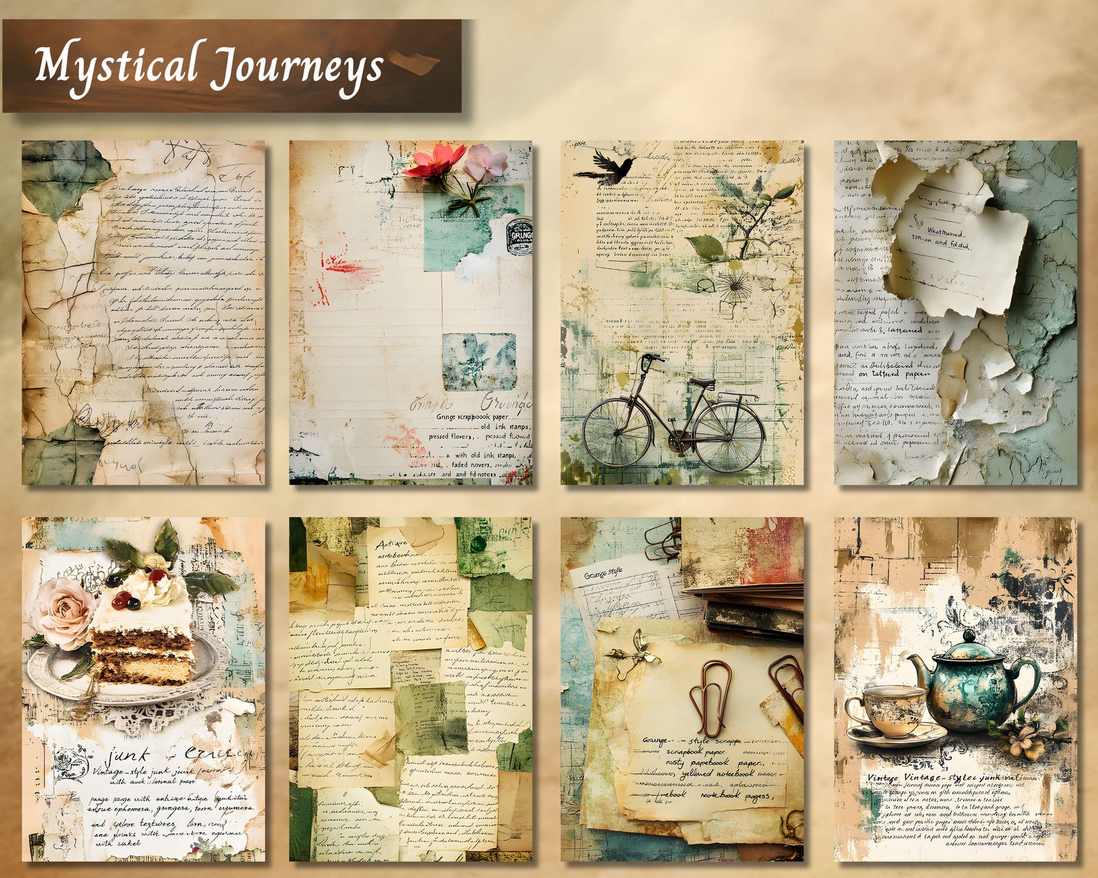 Faded Memories Junk Journal Paper, Vintage Printable Ephemera Page, Old ...