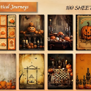 Vintage Halloween Junk Journal Paper, Creepy Pumpkin Printable Ephemera ...