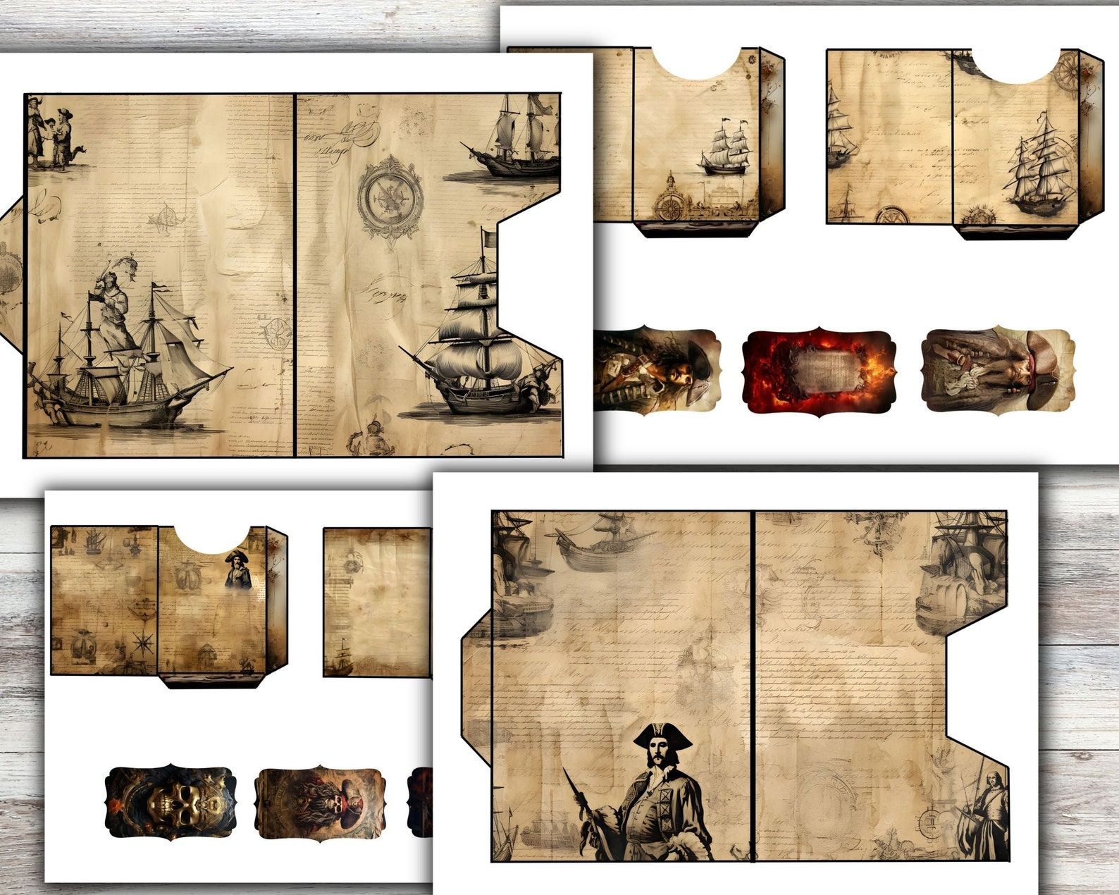 Pirate Junk Journal Kit | Nautical Scrapbook Supplies | Pirate-themed ...