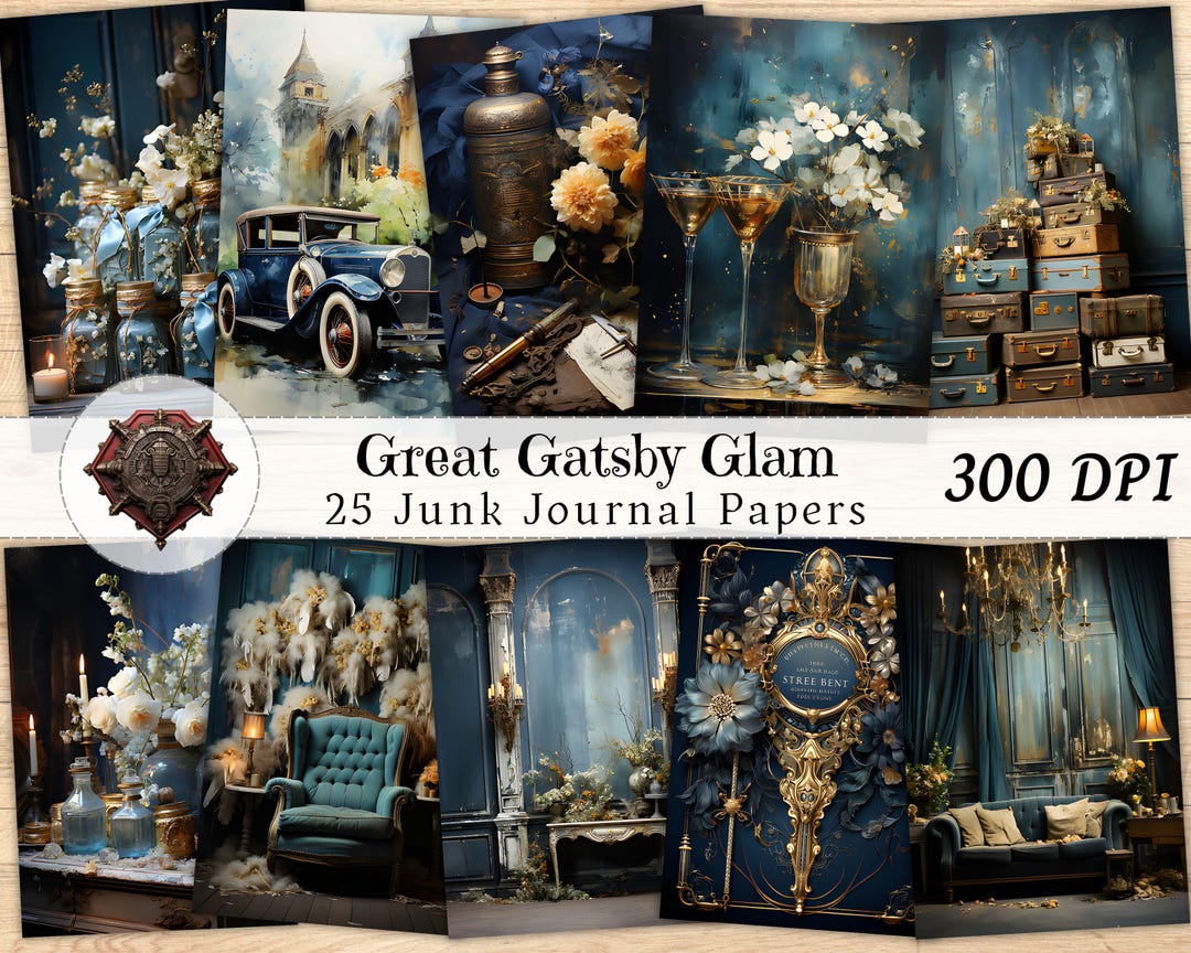 Great Gatsby Glam Junk Journal Kit, Vintage Printable Digital Ephemera ...