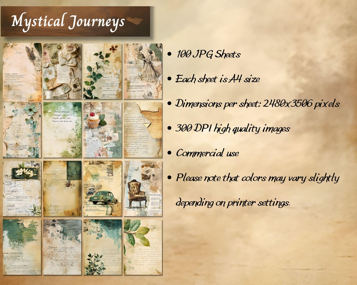 Faded Memories Junk Journal Paper, Vintage Printable Ephemera Page, Old ...