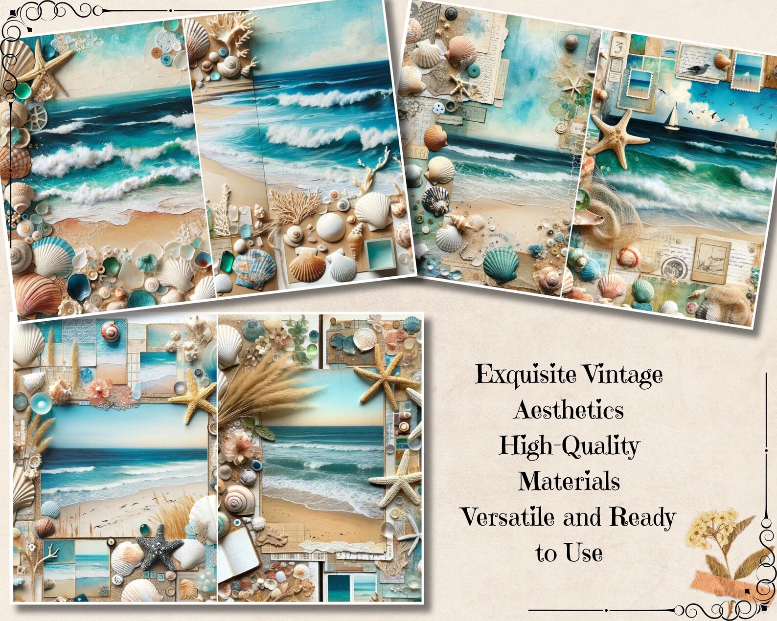 Coastal Junk Journal Pages, Beach Printable Ephemera, Ocean ...