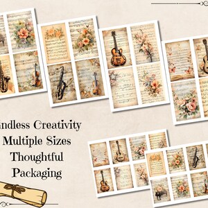 Vintage Music Junk Journal Pages: Decoupage Digital Art, Printable ...