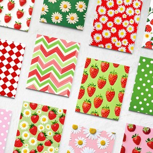 Strawberry Digital Paper, Shabby Chic Strawberries Junk Journal Page ...