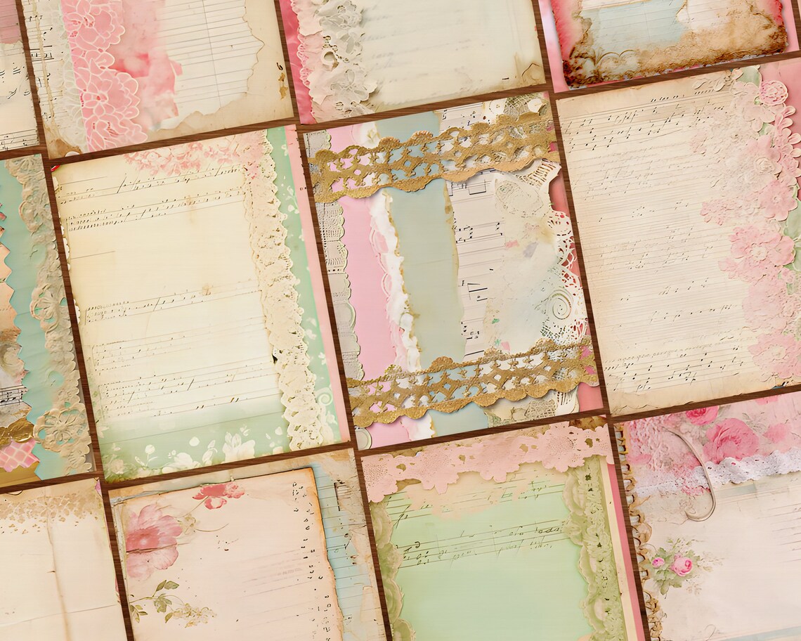 Printable Tattered Antique Ledger Paper, Old Junk Journal Pages Kit ...