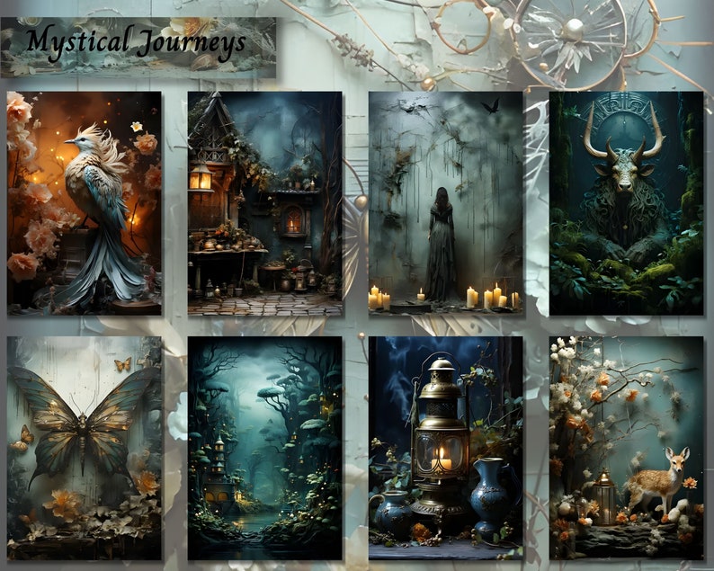 Mythical Creatures Junk Journal Paper JPG, Mythical Ephemera Shabby ...