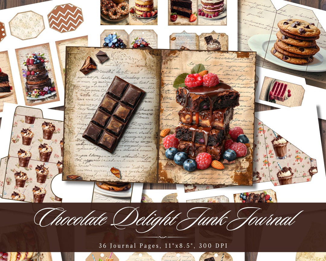 Chocolate Delight Junk Journal, Sweets Desserts Printable Ephemera ...