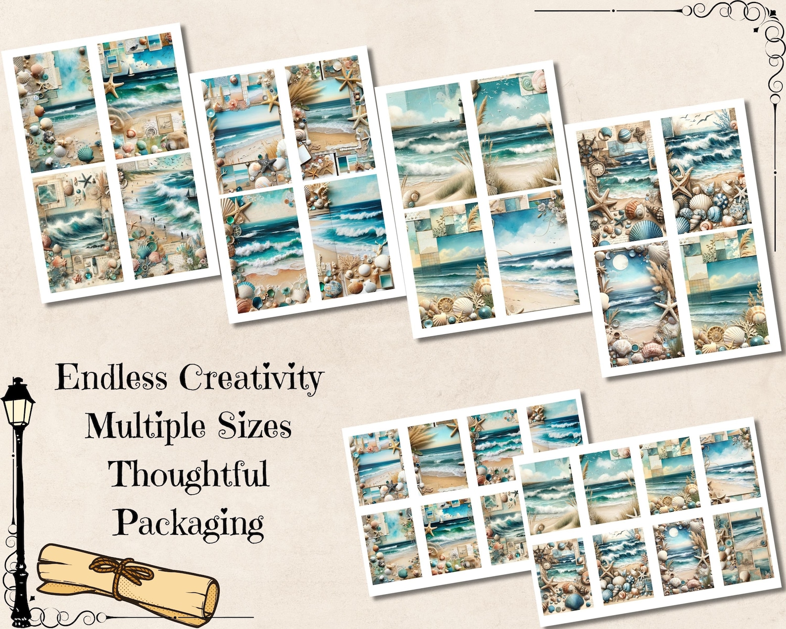 Coastal Junk Journal Pages, Beach Printable Ephemera, Ocean ...