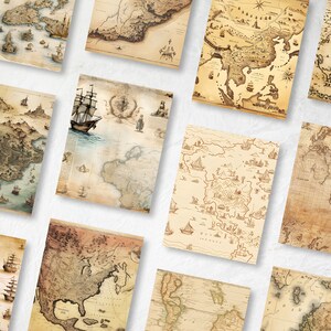 Antique Maps Digital Paper, Vintage World Map Printable, Old Paper ...