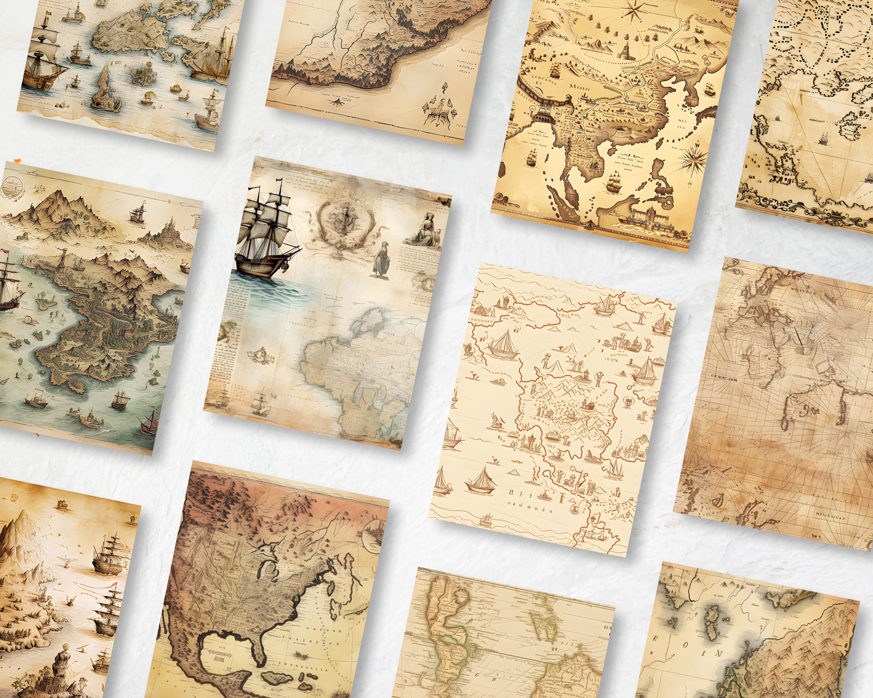 Antique Maps Digital Paper, Vintage World Map Printable, Old Paper ...