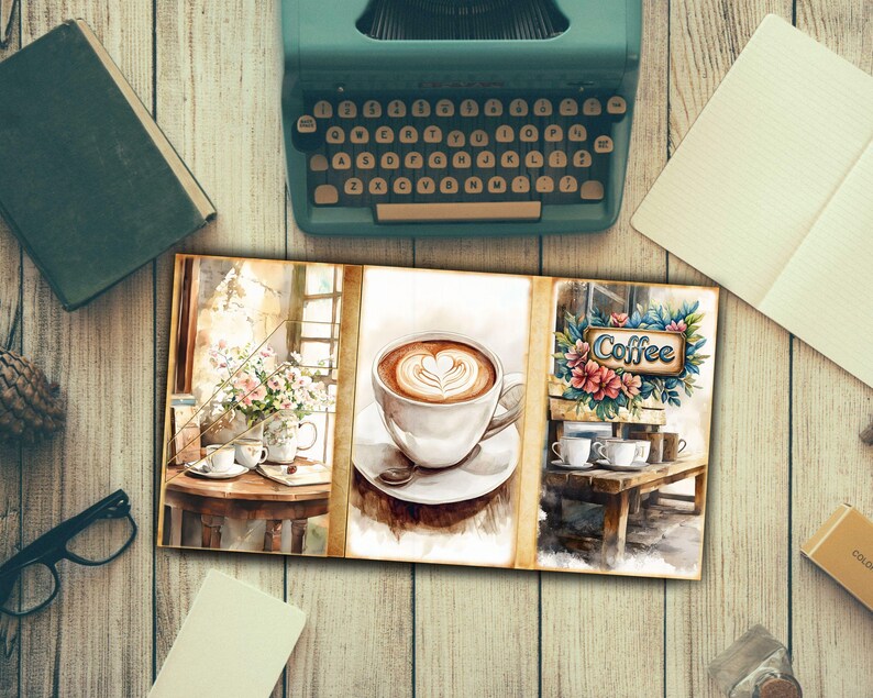 Coffee Junk Journal Folio Kit, Tea Drink Printable Ephemera, Vintage ...