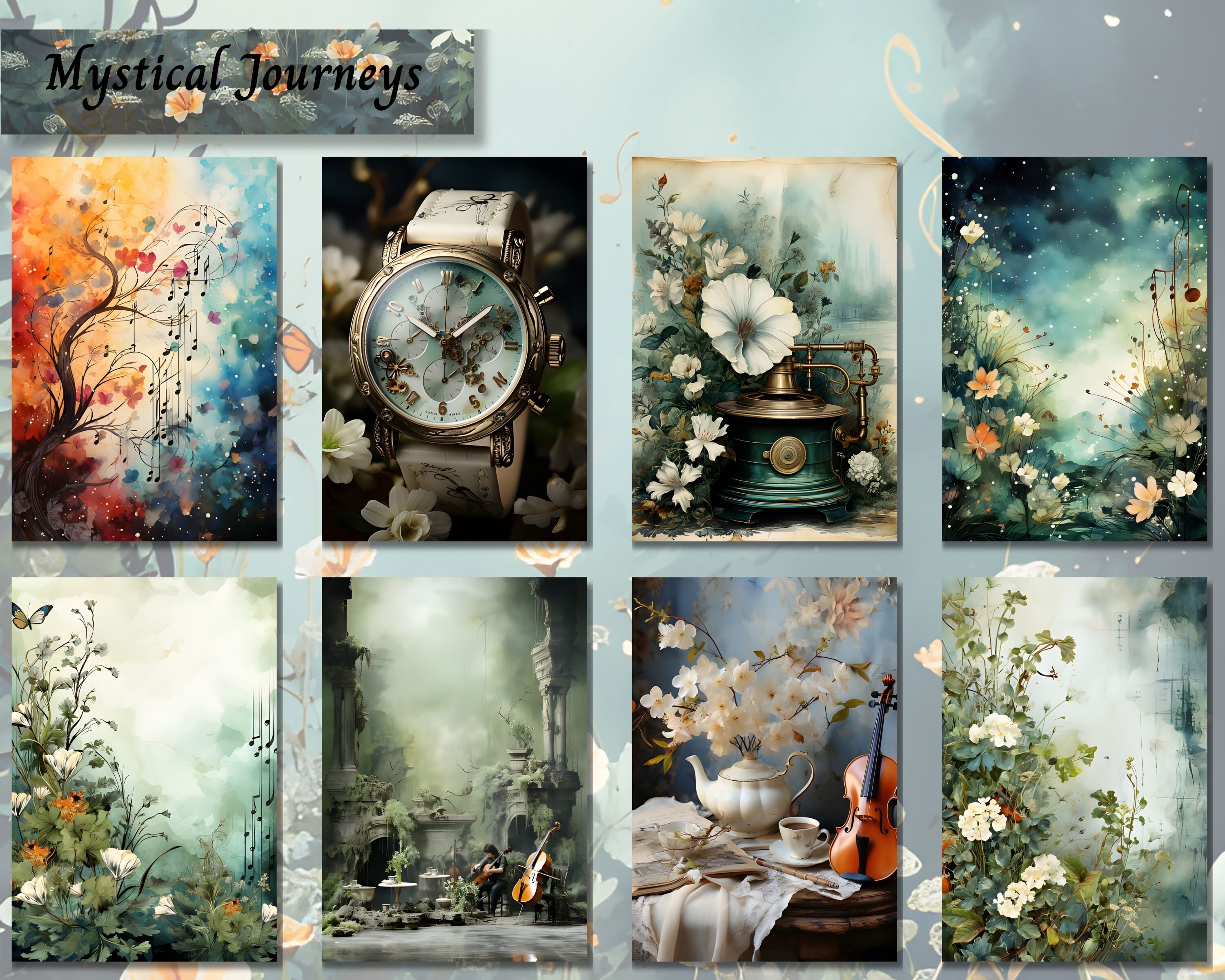 Music Notes Junk Journal Kit JPG, Watercolor Digital Musical Shabby ...