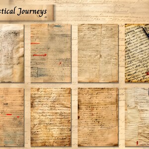 Vintage Handwritten Junk Journal Pages, Printable Writing Antique Old ...