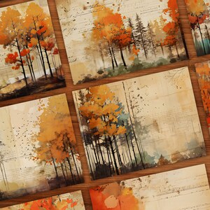 Watercolor Autumn Forest Junk Journal Kit, Vintage Fall Leaves ...