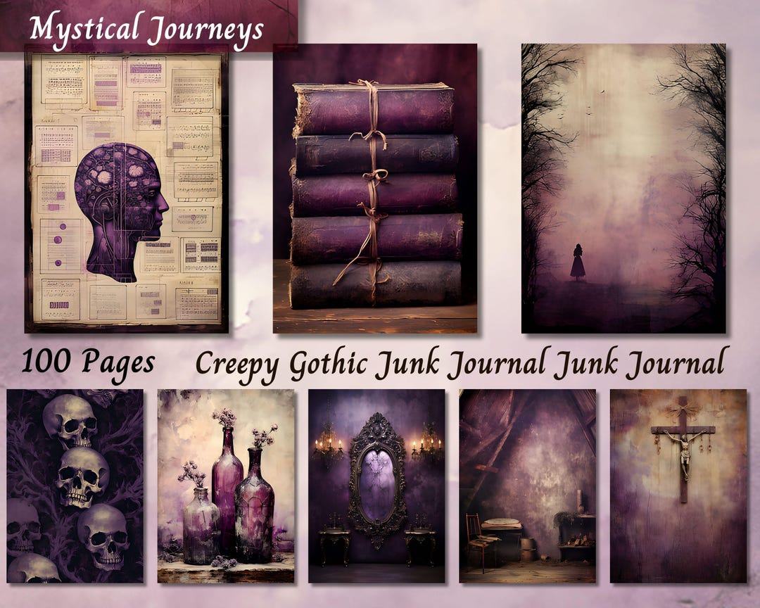 Creepy Gothic Junk Journal Paper, Watercolor Horror Printable Ephemera ...