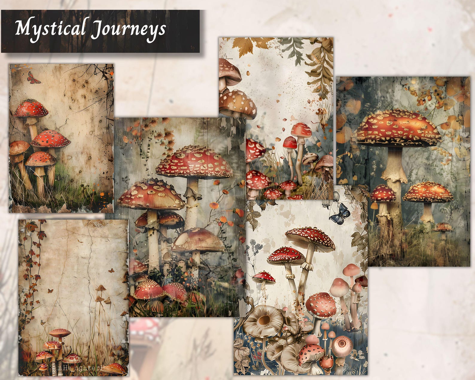 Mushroom Junk Journal Pages, Vintage Mushroom Ephemera Printable ...