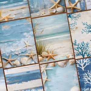 Ocean Blue Seaside Junk Journal, Coastal Beach Printable Ephemera Paper ...