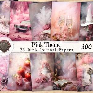 Pink Junk Journal Paper - 25 Vintage Watercolor Designs, Mixed Media ...