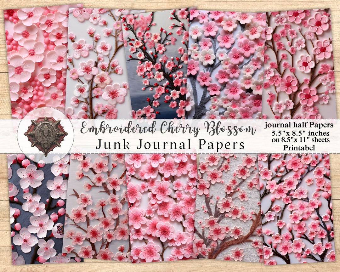 Japanese Cherry Blossom Junk Journal Pages, Shabby Chic Flower, Japan ...