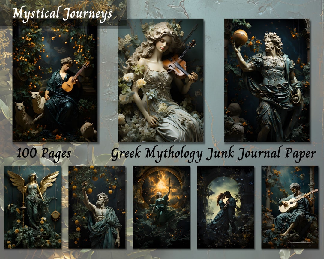 Greek Mythology Junk Journal Paper, Journaling Kit, Dark Printable ...