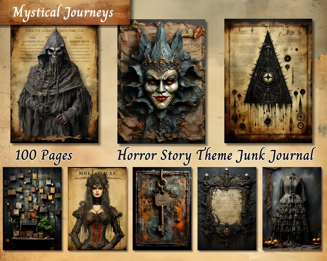 Horror Story Theme Junk Journal Paper, Halloween Vintage Printable ...