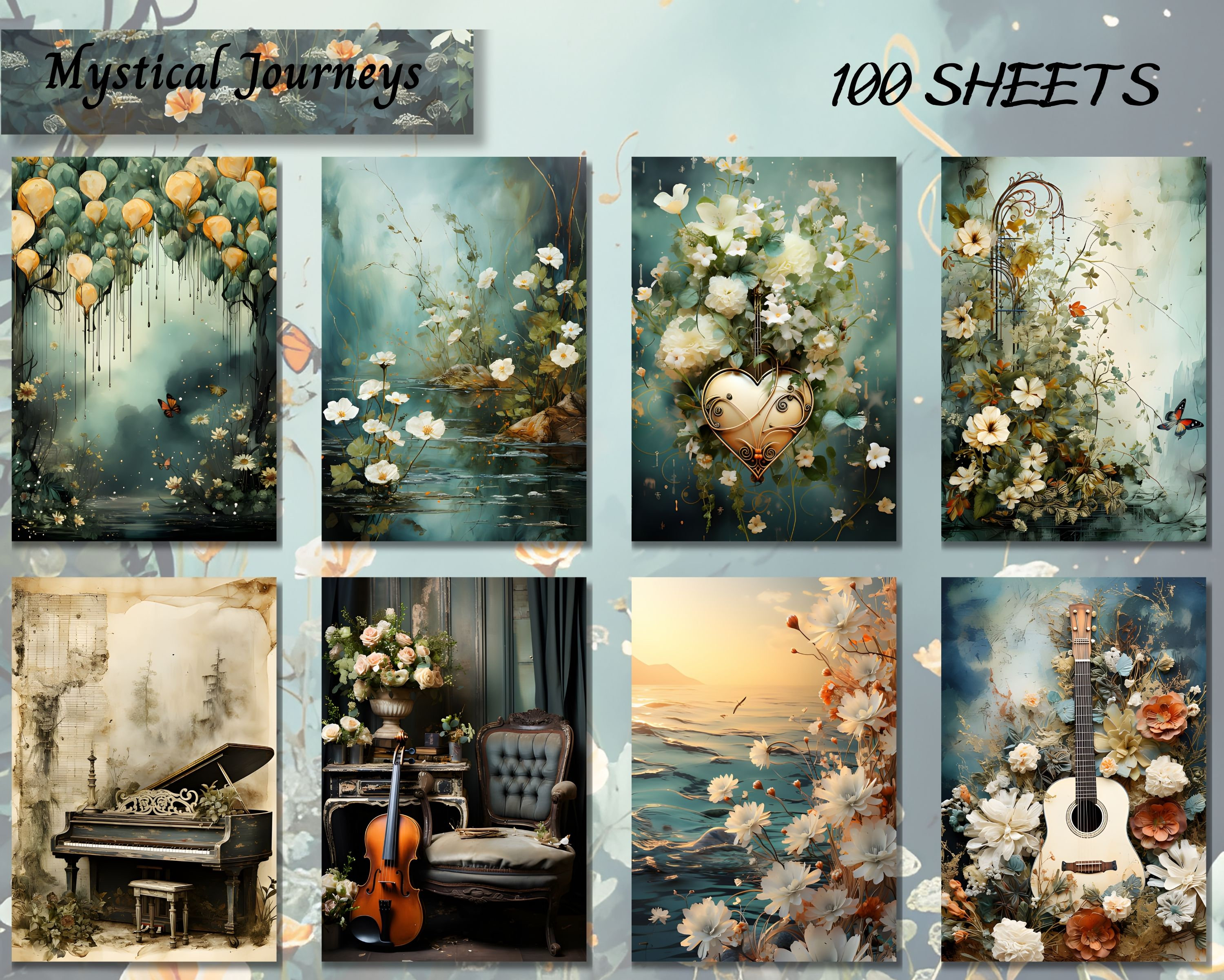 Music Notes Junk Journal Kit JPG, Watercolor Digital Musical Shabby ...