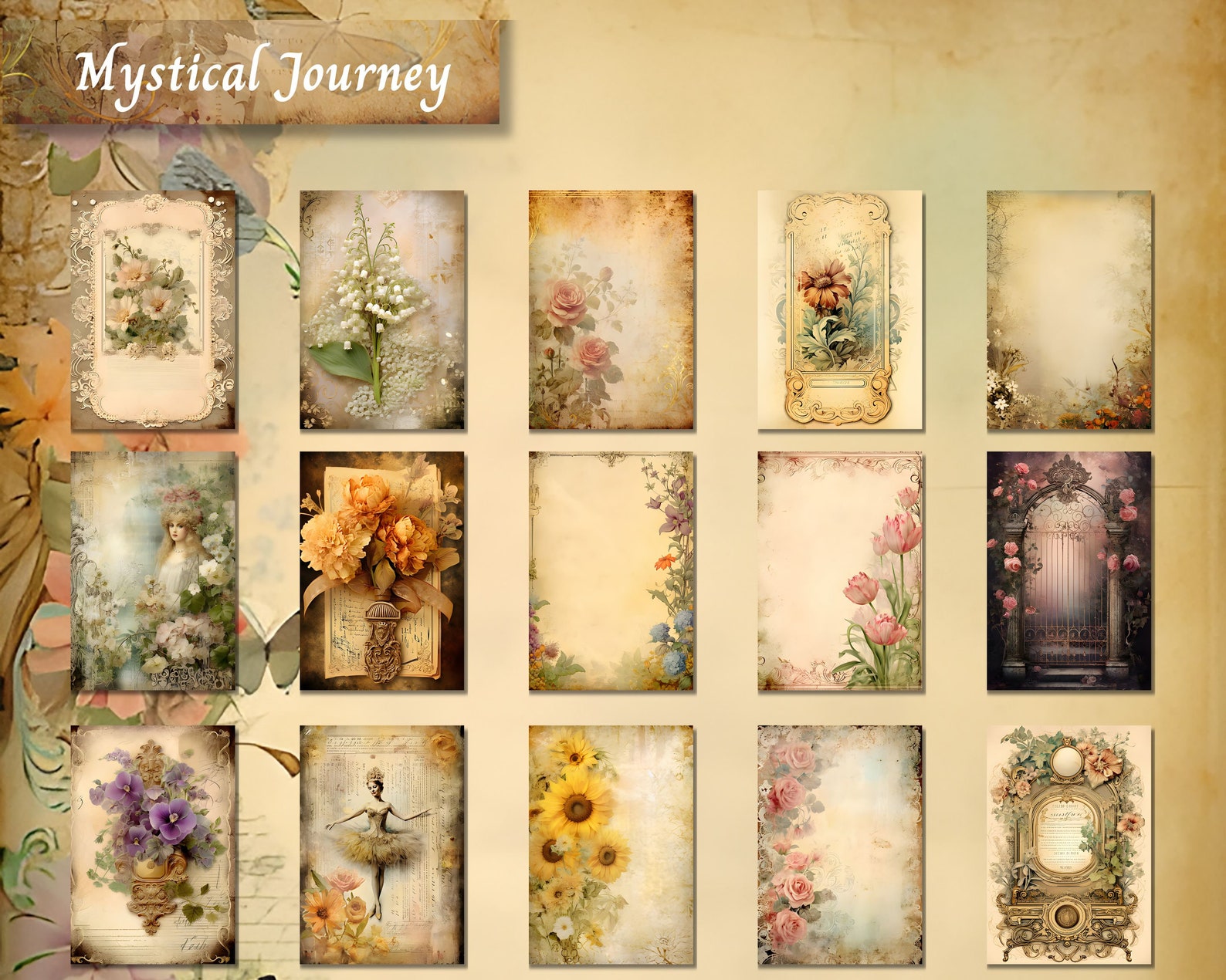 Old Postcards Junk Journal Kit, Vintage 1950s Victorian Printable ...