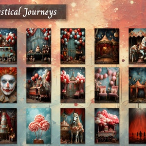Red Carnival Circus Junk Journal Paper, Journaling Kit, Printable ...