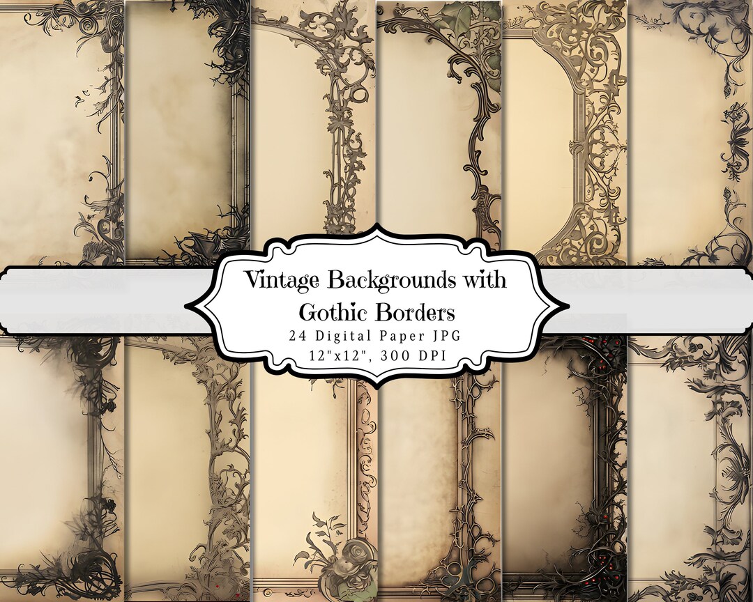 Gothic Borders Junk Journal, Halloween Witchy Printable Ephemera ...