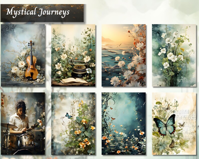 Music Notes Junk Journal Kit, Watercolor Musical Shabby Chic Paper ...