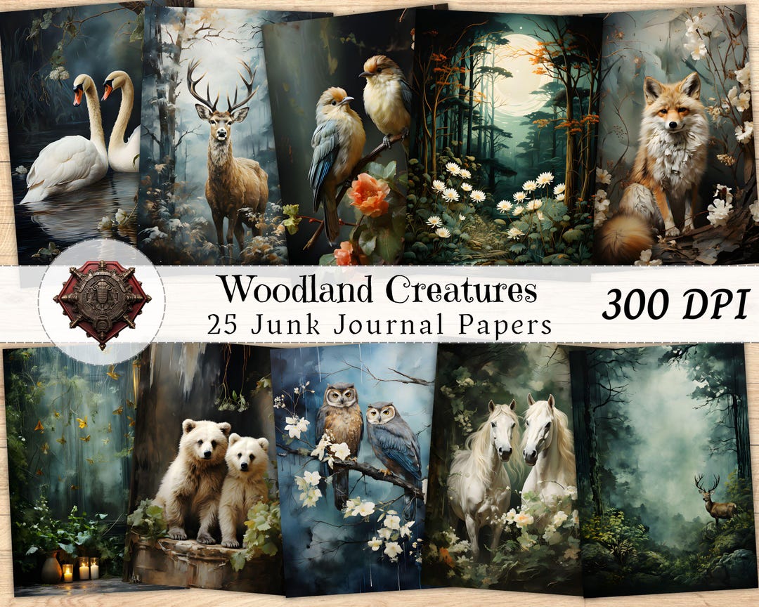 Enchanted Woodland Animals Junk Journal Pages, Mystical Forest ...