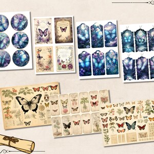 Butterfly Junk Journal Kit Page, Watercolor Fantasy Butterflies ...