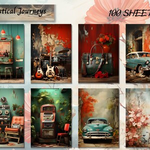 Retro Vibes Junk Journal Kit Paper, Shabby Chic Digital Vintage ...