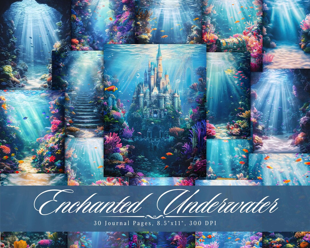 Enchanted Underwater Digital Papers, Ocean Printable Ephemera, Coral ...