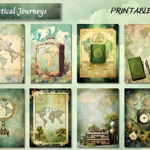 Travel Theme Junk Journal Paper, Watercolor Shabby Chic Journaling Kit ...