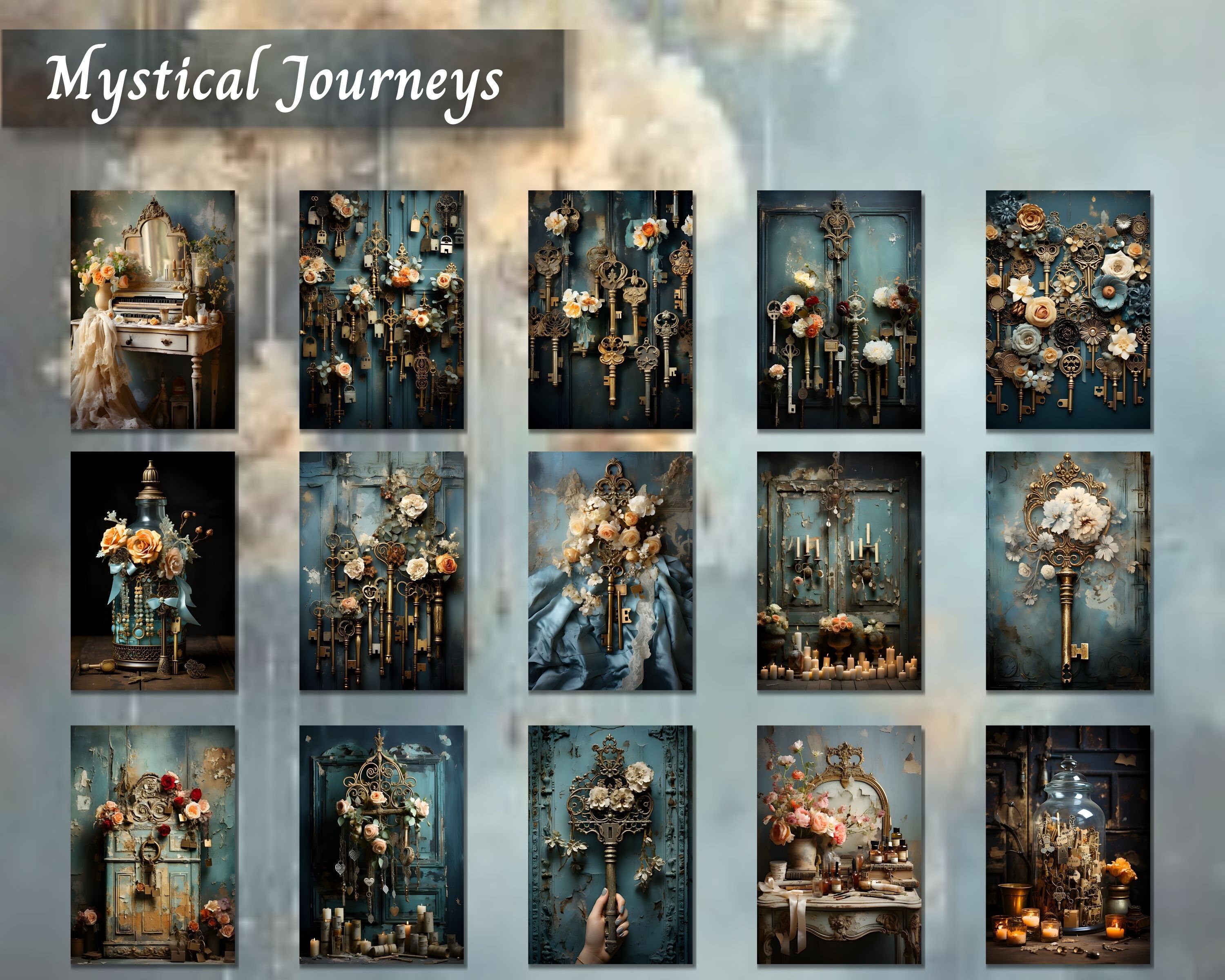 Vintage Keys Junk Journal Paper, Digital Mixed Media, Retro Journaling ...