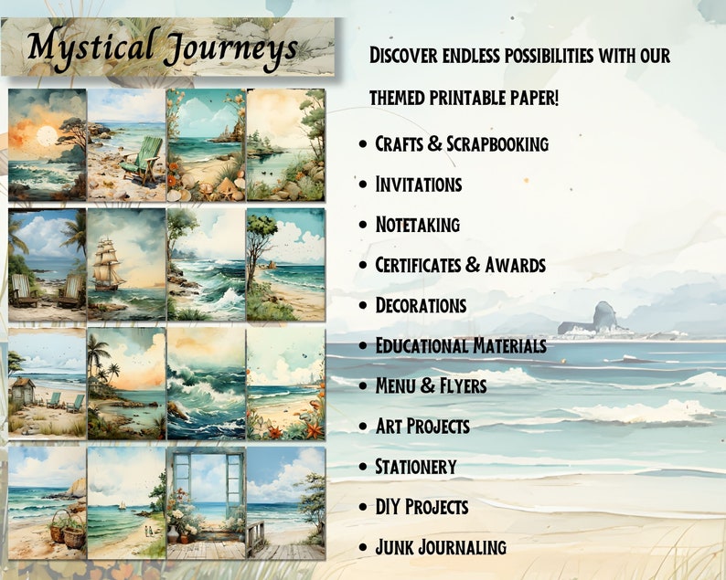 Beach Paradise Junk Journal Kit, Printable Digital Ocean Journal Paper ...