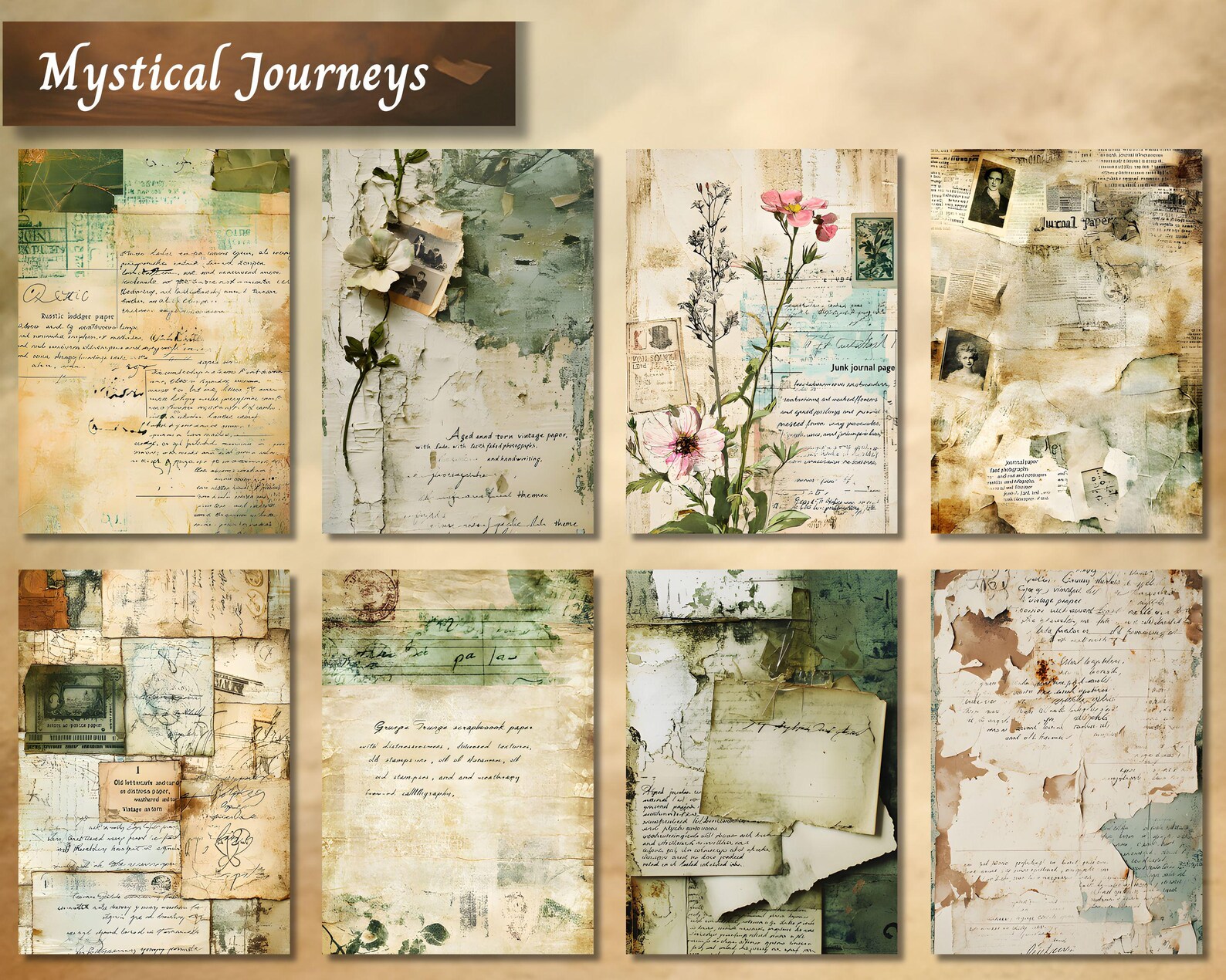 Faded Memories Junk Journal Paper, Vintage Printable Ephemera Page, Old ...