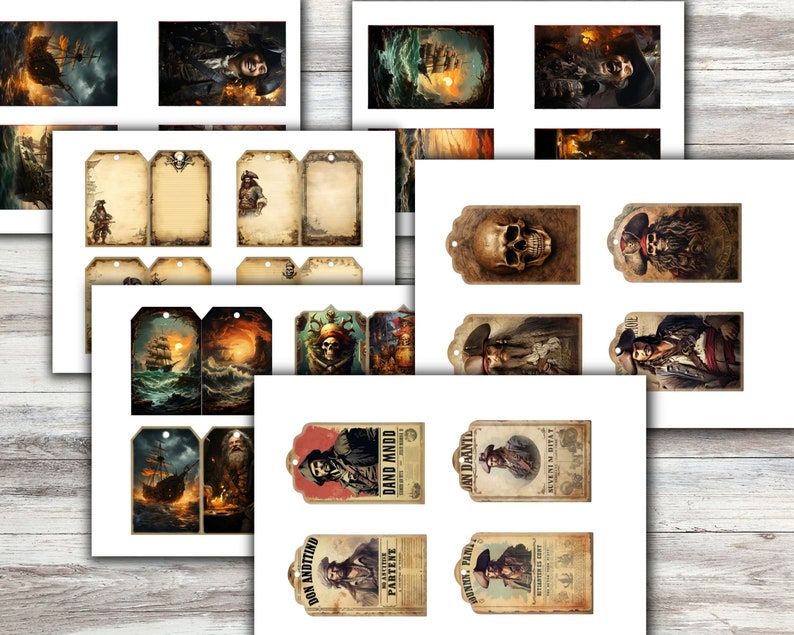 Pirate Junk Journal Kit | Nautical Scrapbook Supplies | Pirate-themed ...