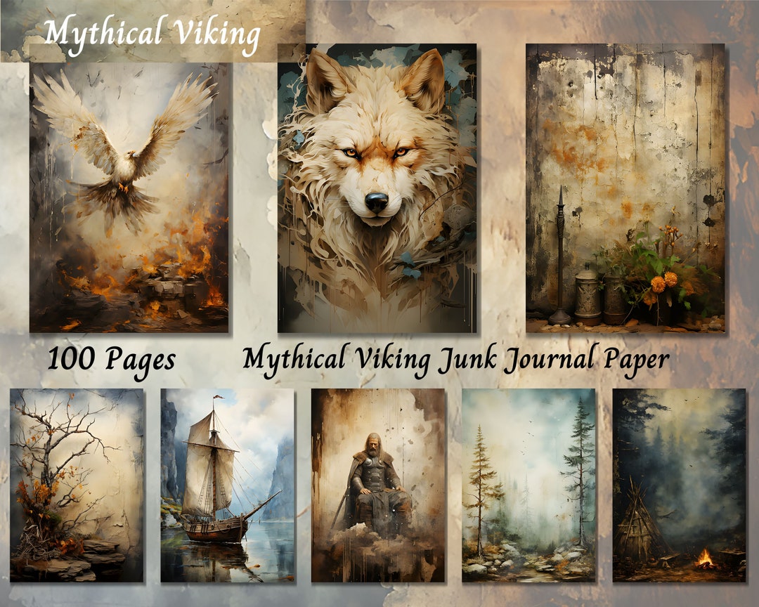 Mythical Viking Junk Journal Paper, Vintage Printable Ephemera, Aged ...