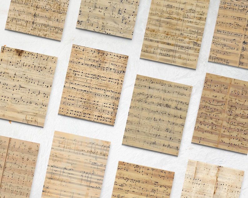 Vintage Music Digital Paper, Aged Musical Page Printable Ephemera, Old ...