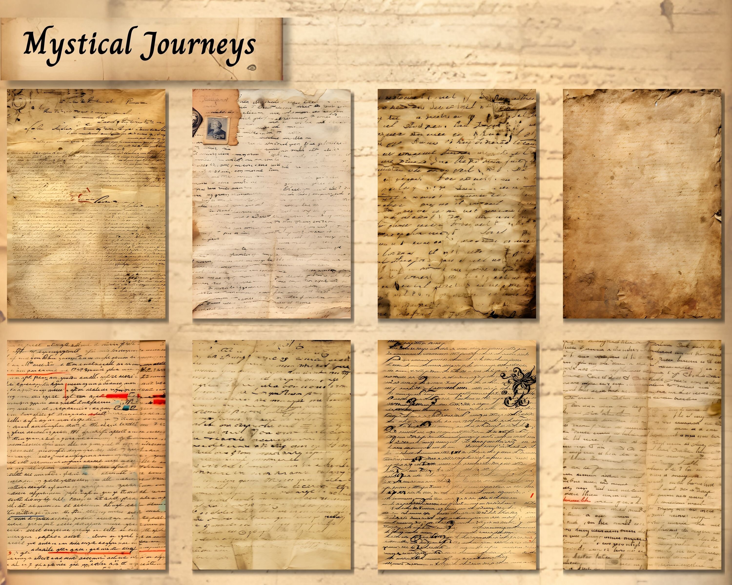 Vintage Handwritten Junk Journal Pages, Printable Writing Antique Old ...