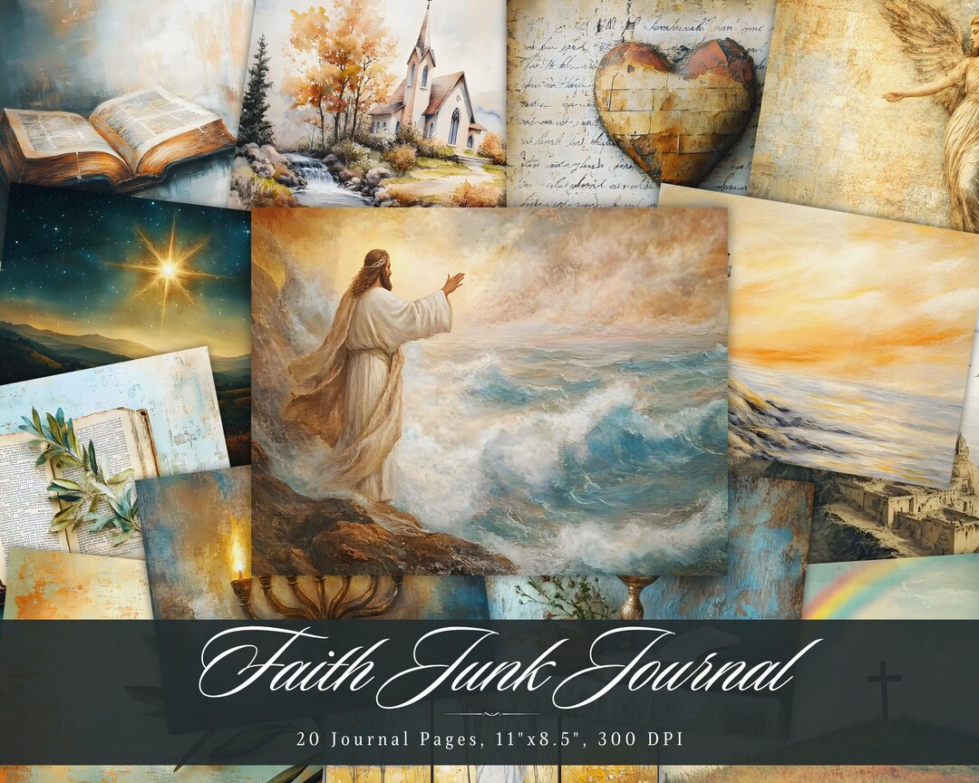 Faith Junk Journal Paper, Christianity Jesus Printable Ephemera ...