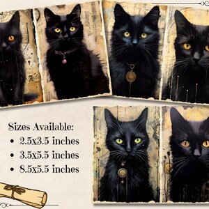 Black Cat Junk Journal Pages, Kitten Printable Fussy Cut, Digital Mixed ...
