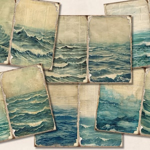 Lined Ocean Junk Journal Kit, Vintage Old Sea Printable Ephemera ...