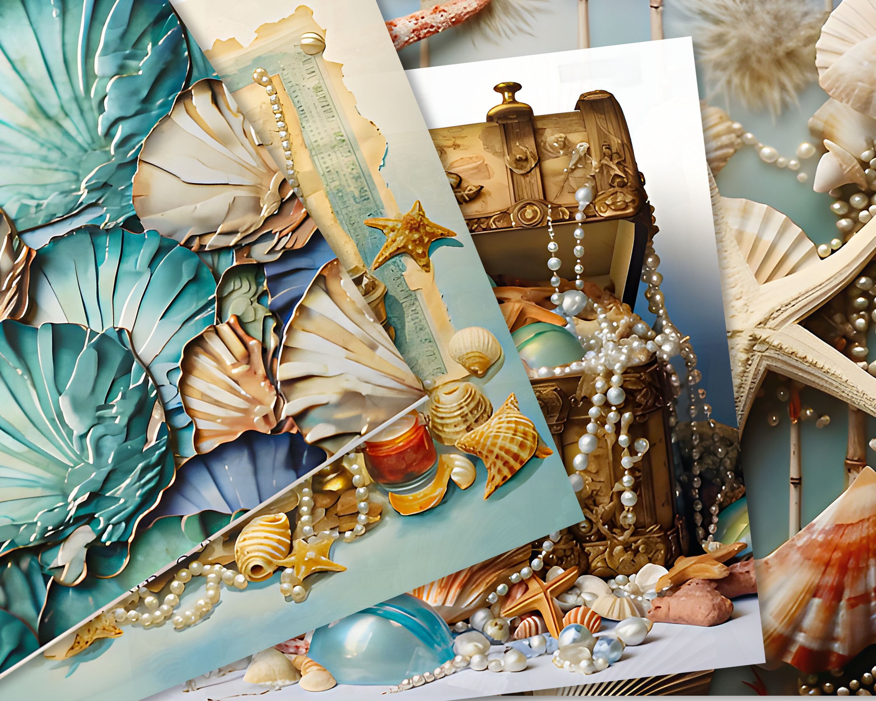 Mermaid's Purse Junk Journal Paper, Underwater Printable Ephemera Page ...