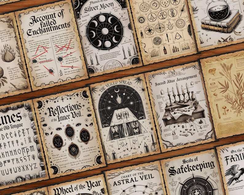 Grimoire Junk Journal Pages • 15 Witchy Printable Papers • Dark Magic ...